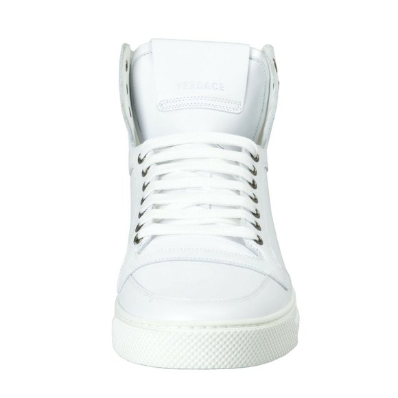 Versace | Shoes | Versace Mens White Leather Medusa Hi Top Sneakers ...